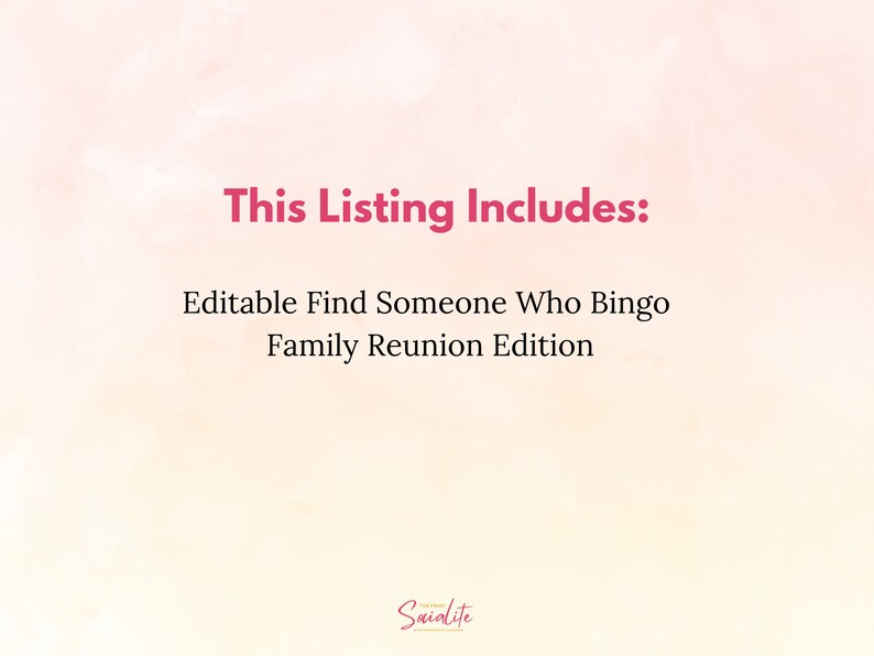 Family Reunion Bingo, Family Reunion Party Game, Family Party, Family ...