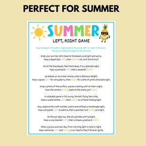 Summer Left Right Game, Summer Pass the Prize, Printable Summer Games ...