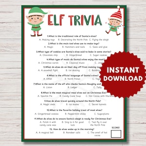 Elf Trivia, Christmas Trivia, Christmas Party Game, Office Christmas ...