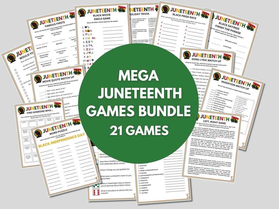 Juneteenth Games, Printable Juneteenth Game Bundle, Juneteenth Trivia ...