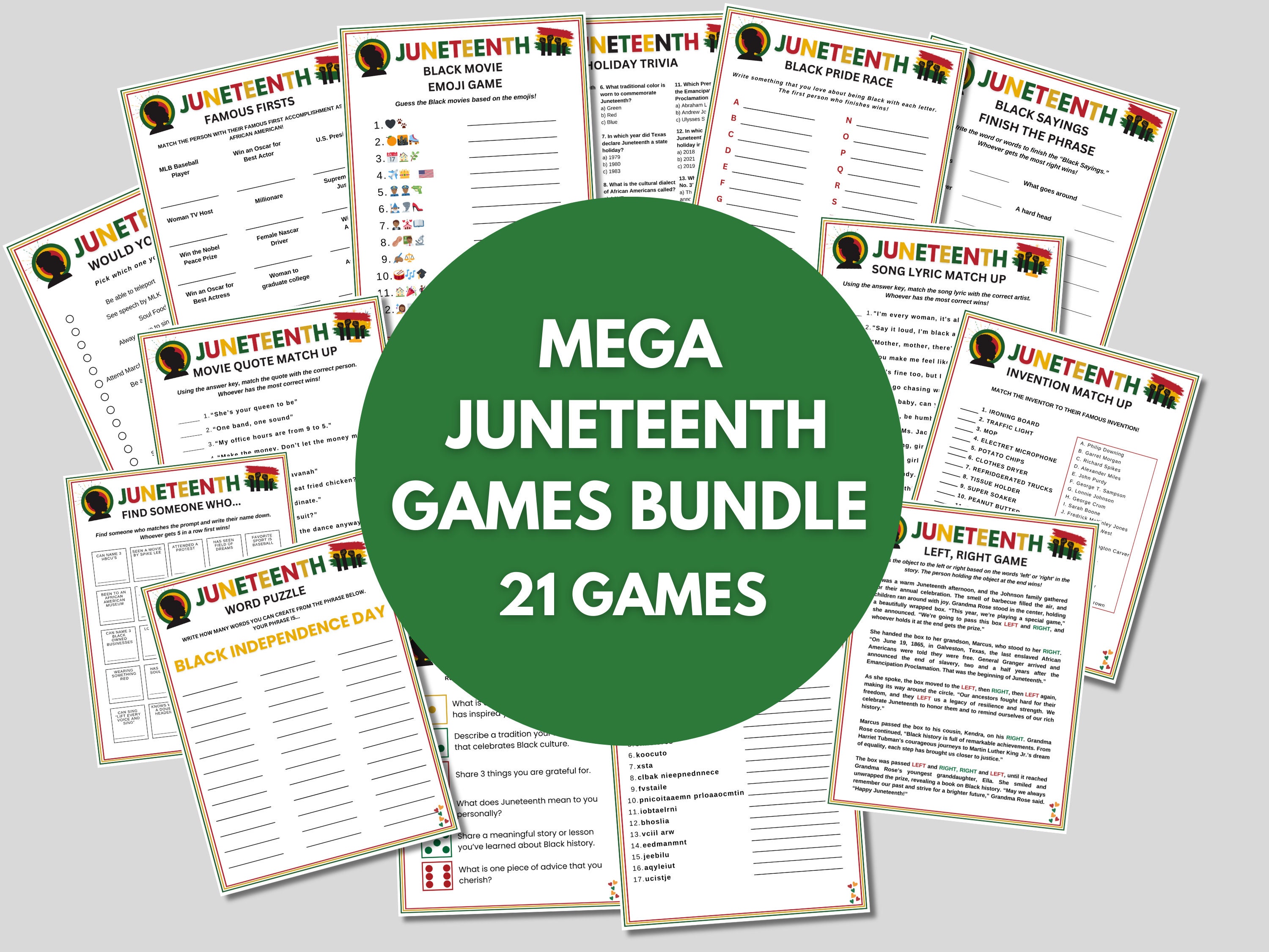 Juneteenth Games, Printable Juneteenth Game Bundle, Juneteenth Trivia ...