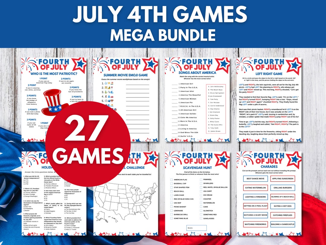 4th of July Party Games, Printable July 4th Activities, July 4th Trivia ...