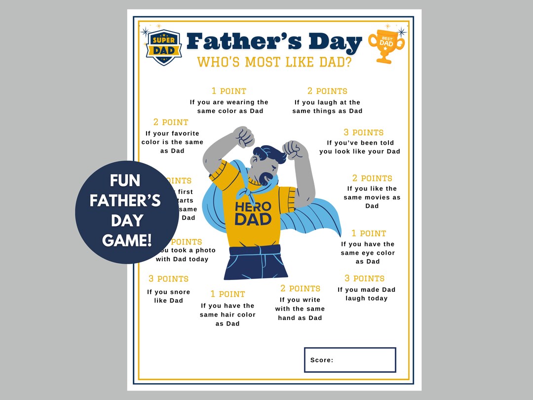 Who is Most Like Dad Game, Father's Day Activity for Kids, Family, Dad ...