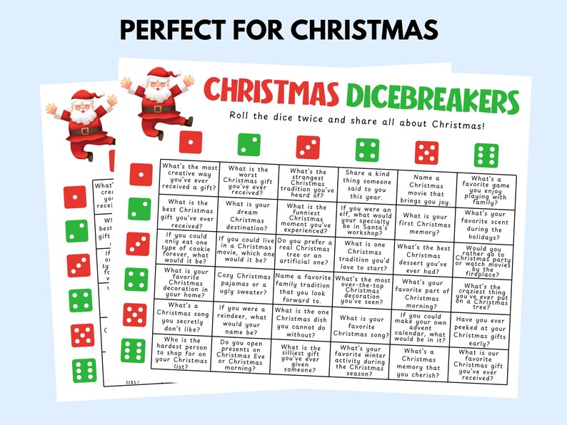 Christmas Icebreaker, Christmas Dice Game, Christmas Table Talk ...