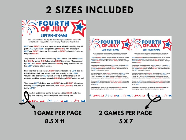 July 4th Left Right Game, July 4th Party Game, 4th of July Activities ...