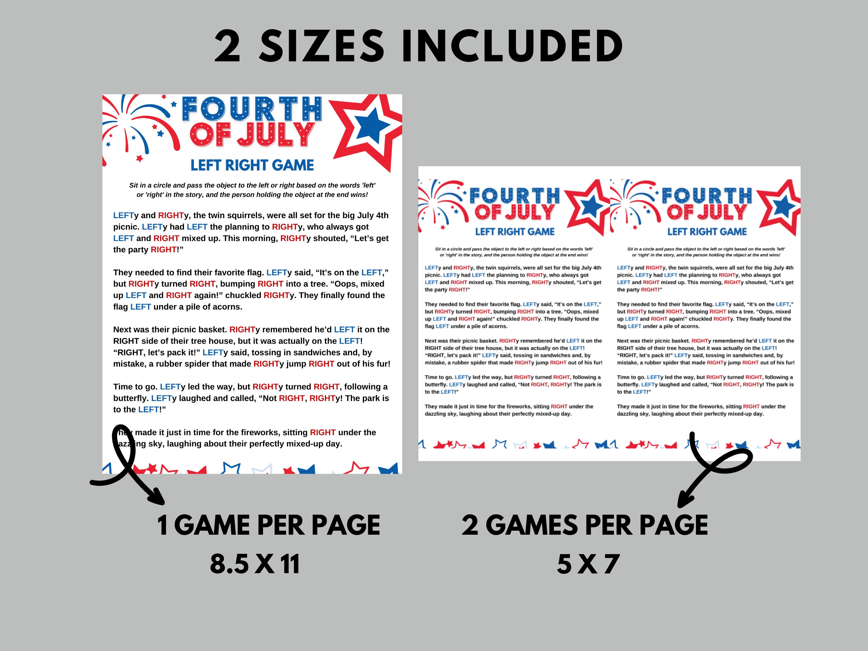 July 4th Left Right Game, July 4th Party Game, 4th of July Activities ...