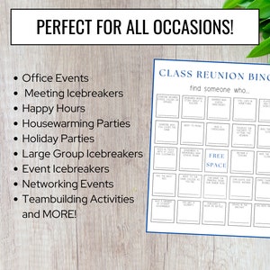Bingo Class Reunion, Class Reunion Icebreaker, Icebreaker Bingo ...