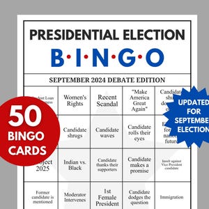 2024 September Presidential Election Debate Bingo, 2024 Presidential ...