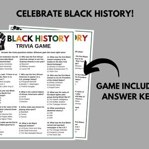 Black History Trivia, Black History Month Trivia Game, African American ...