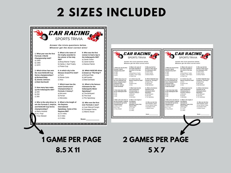 Car Racing Mega Bundle, Car Racing Trivia, Motorsports Activity, Race ...