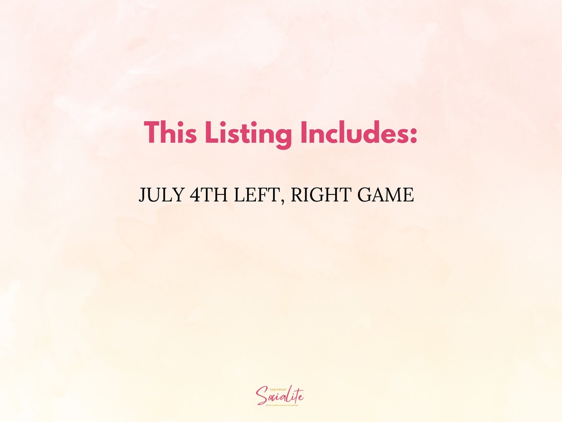 July 4th Left Right Game, July 4th Party Game, 4th of July Activities ...
