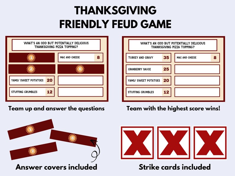 Thanksgiving Friendly Feud Game, Printable Thanksgiving Party Game ...