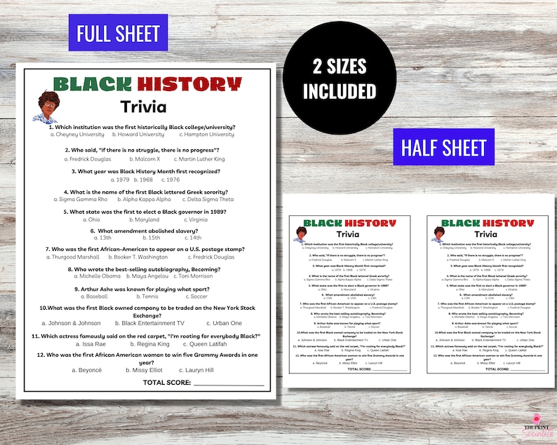 Black History Trivia, Black History Month Game, Black Culture Activity ...