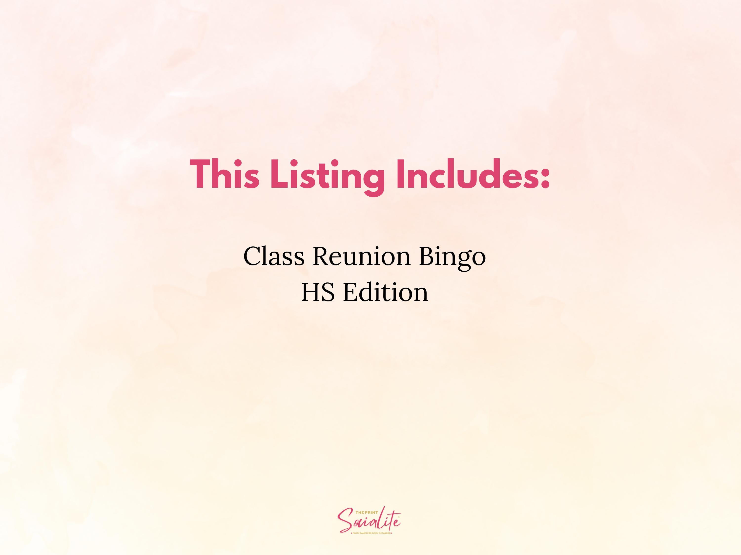 Class Reunion Bingo, Class Reunion Games, Class Reunion Icebreaker ...