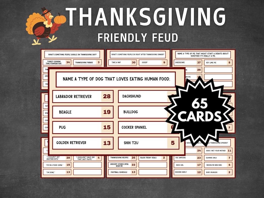 Thanksgiving Friendly Feud Game, Printable Thanksgiving Party Game ...