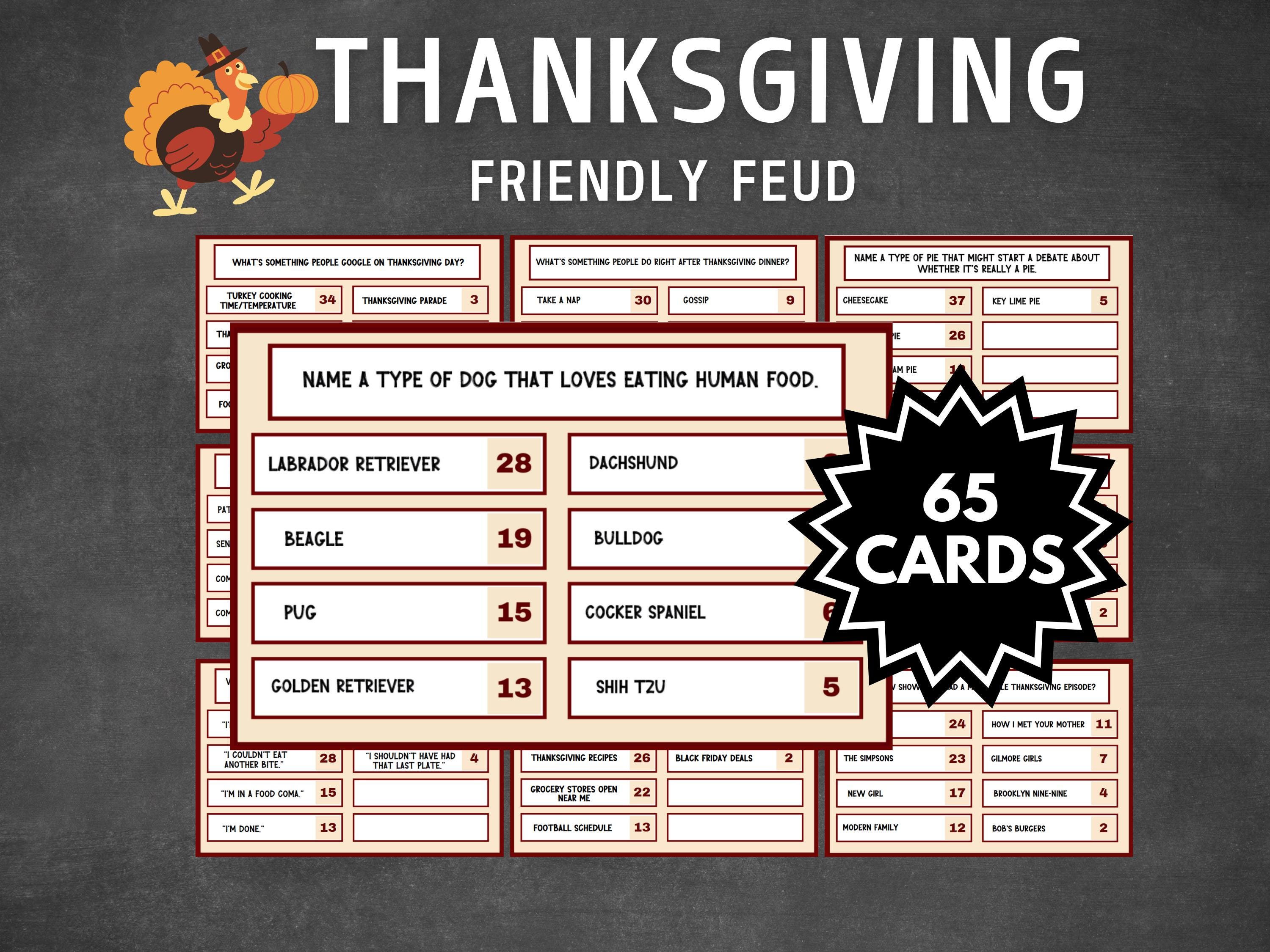 Thanksgiving Friendly Feud Game, Printable Thanksgiving Party Game ...