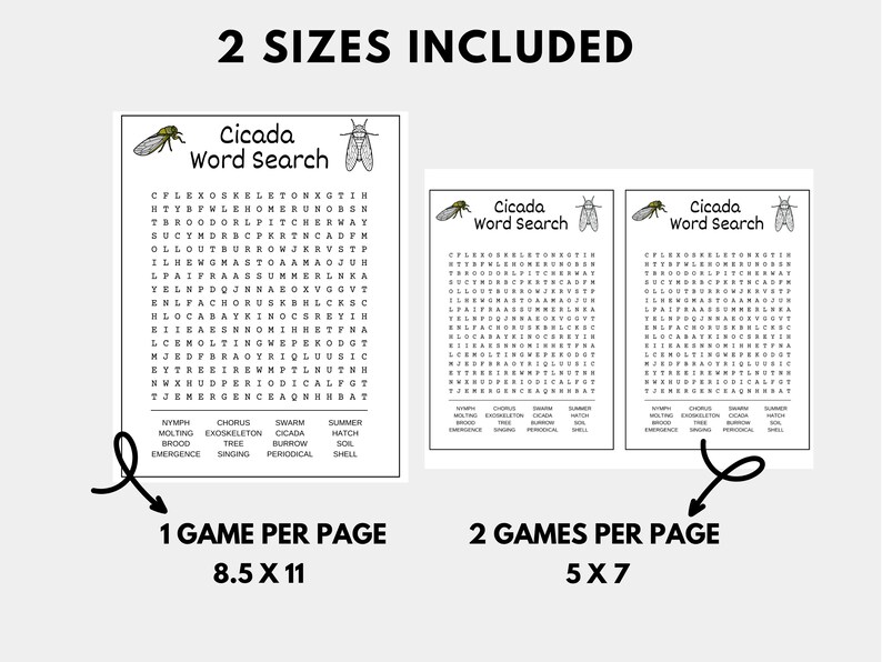 Cicada Word Search, Kids Summer Activity, Cicada Quiz, Homeschool ...