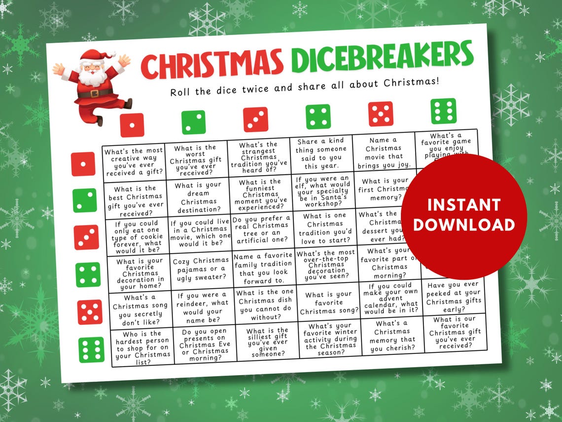 Christmas Icebreaker, Christmas Dice Game, Christmas Table Talk ...