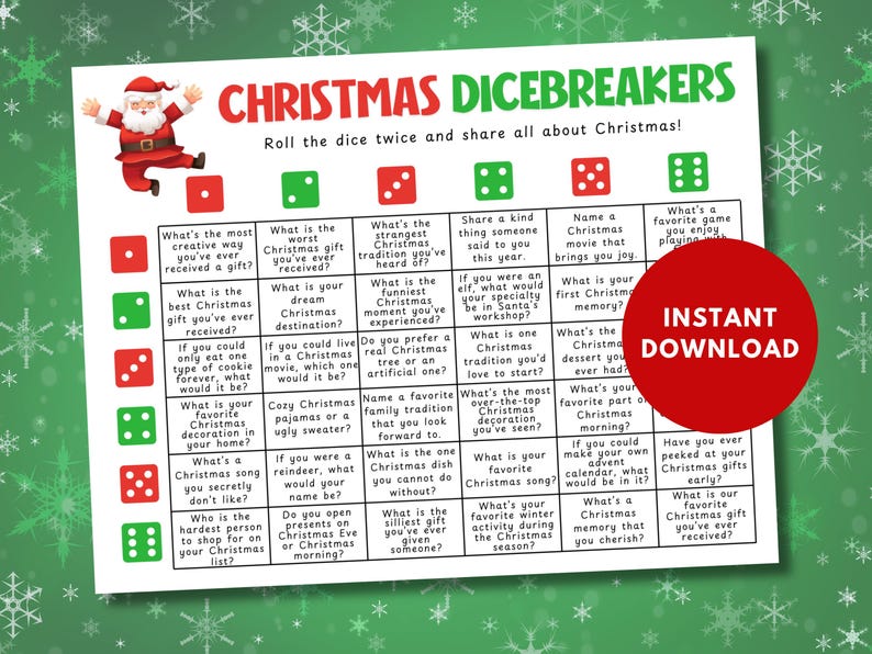 Christmas Icebreaker, Christmas Dice Game, Christmas Table Talk ...