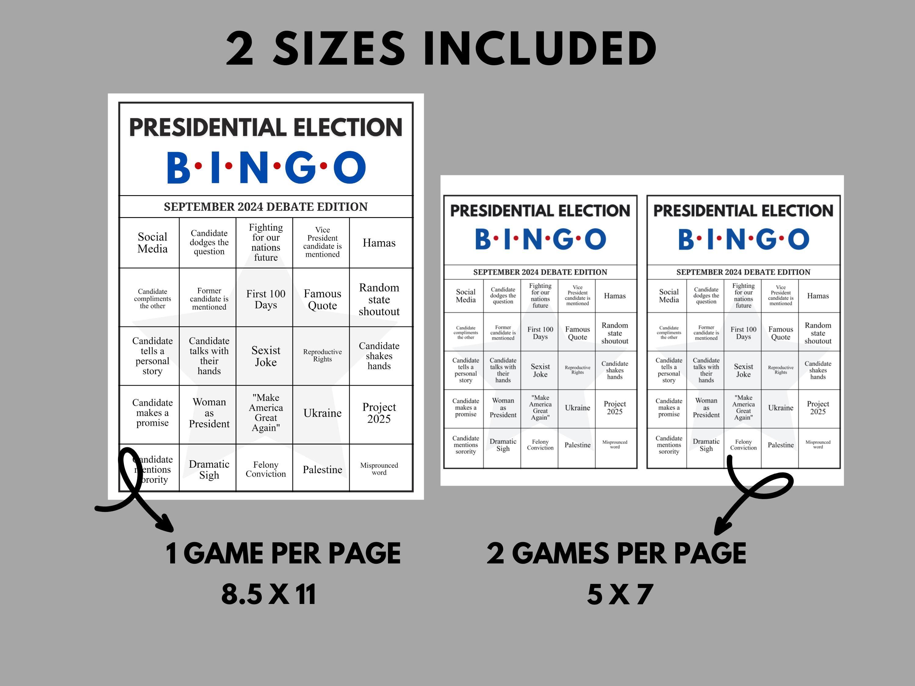 2024 September Presidential Election Debate Bingo, 2024 Presidential ...