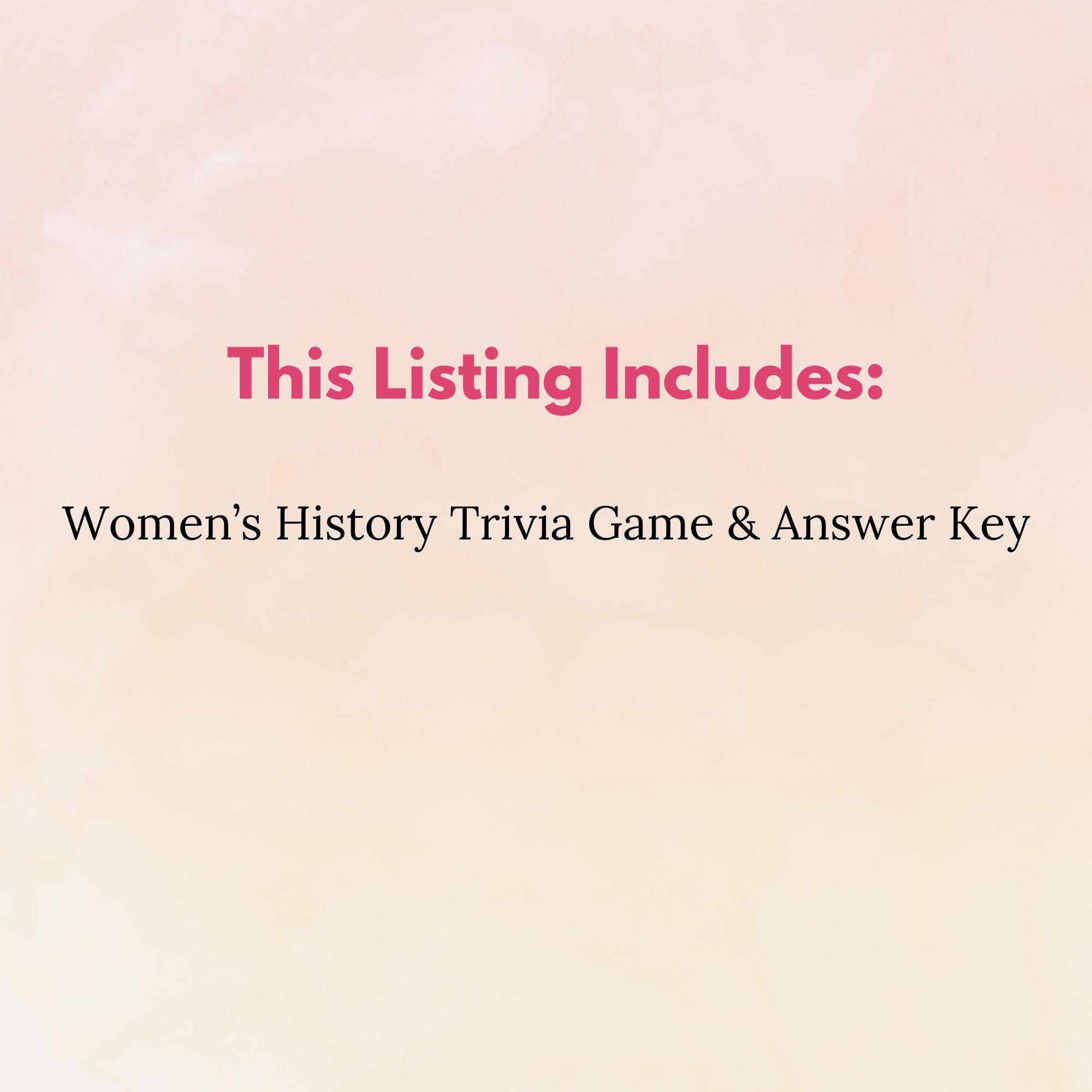 Women's History Month Trivia, Womens History Month Trivia Game ...