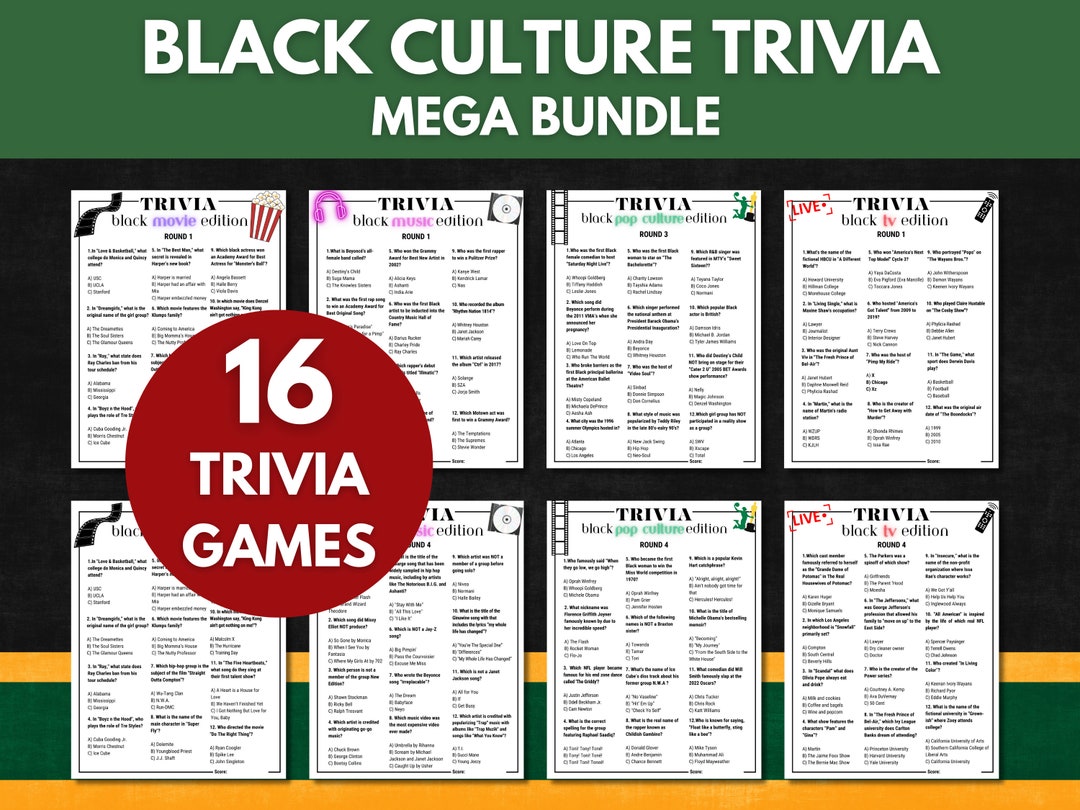 Black Pop Culture Trivia Bundle, Black Culture, Black Music, Black ...