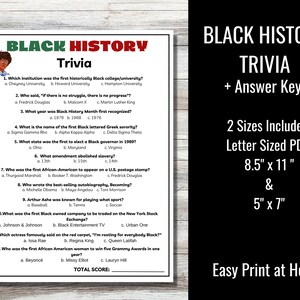Black History Trivia, Black History Month Game, Black Culture Activity ...