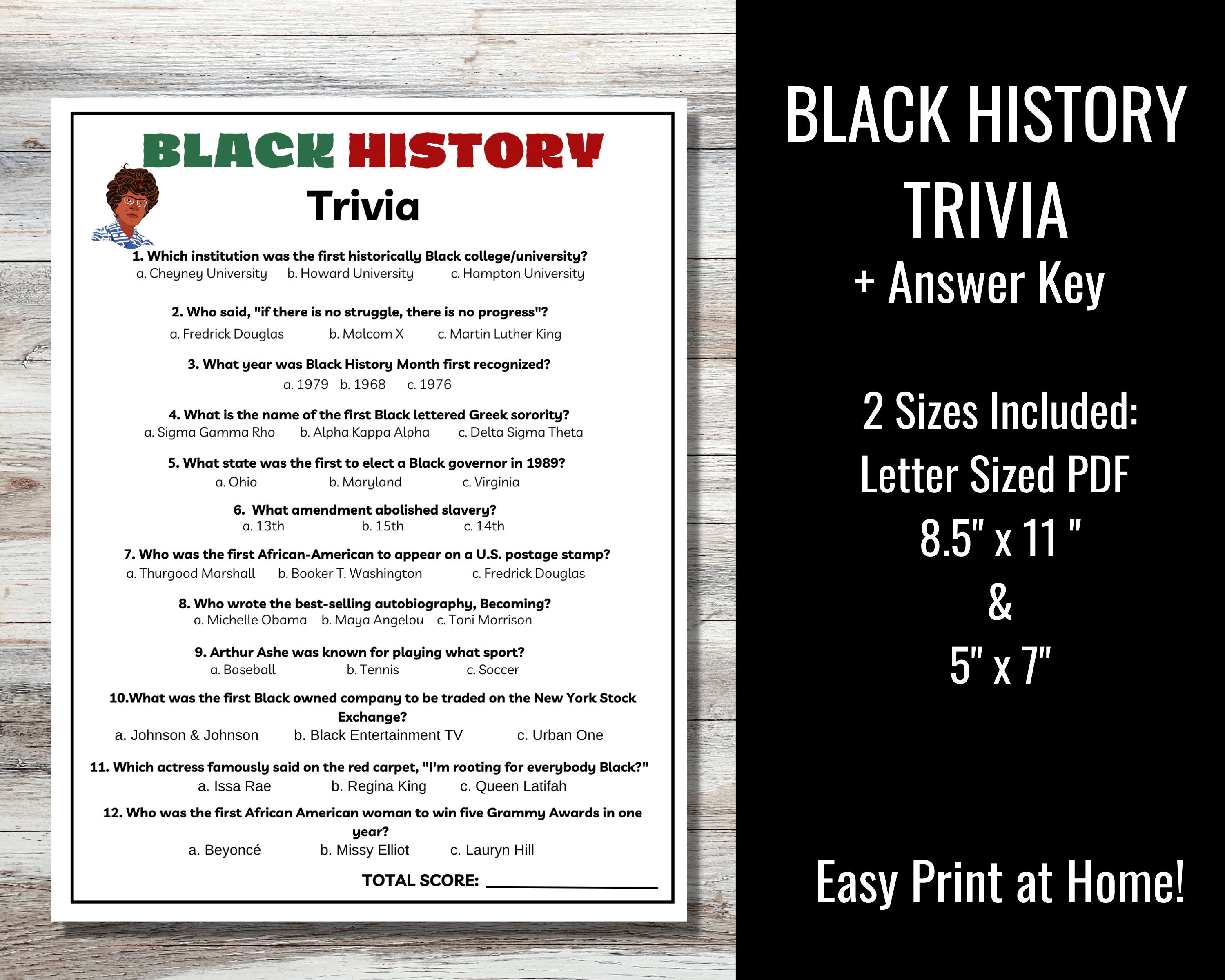 Black History Trivia, Black History Month Game, Black Culture Activity ...