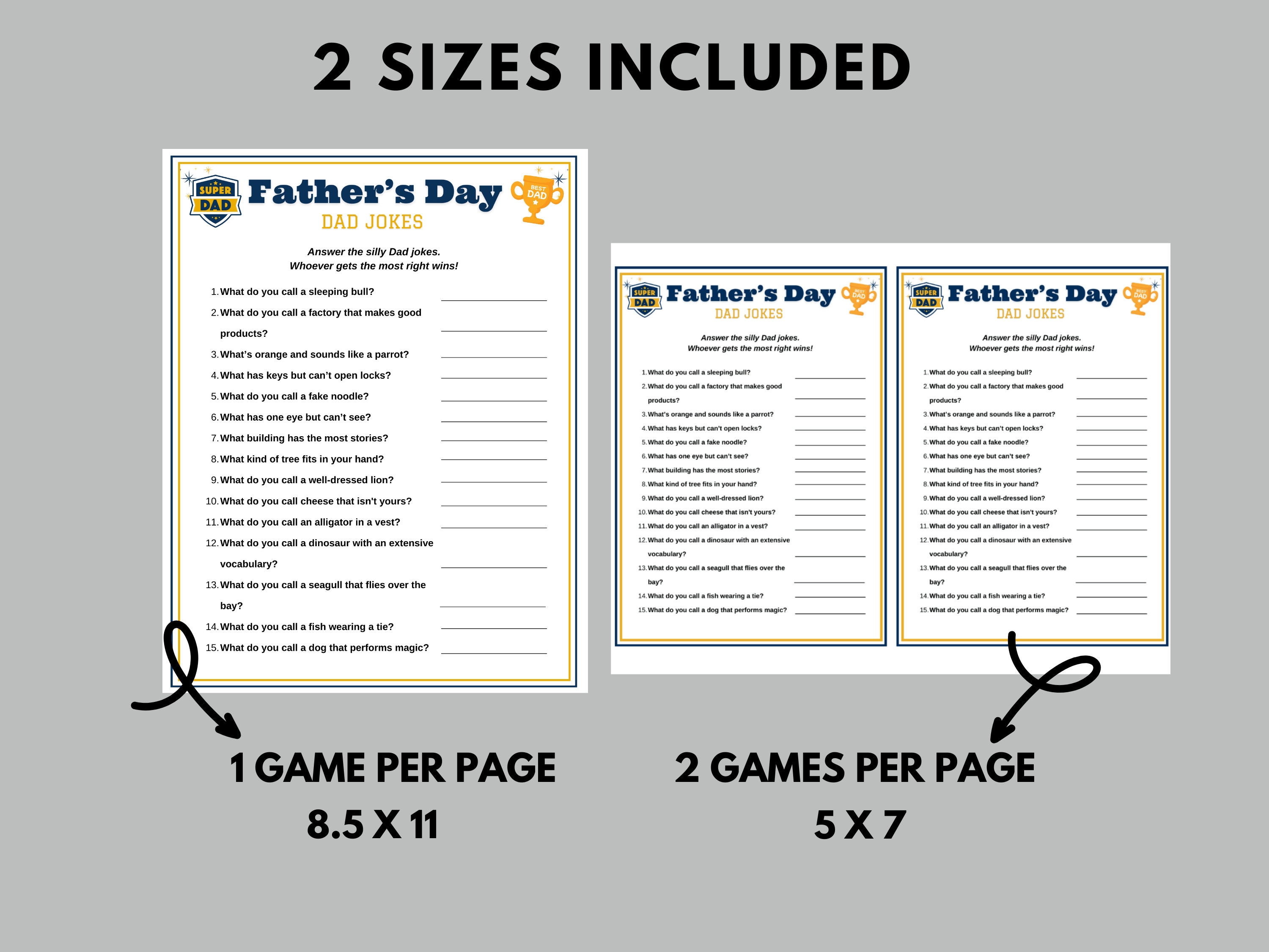 Father's Day Dad Jokes Game, Father's Day Activity for Kids, Family ...