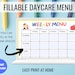 Fillable Weekly Daycare Menu, Editable Home Daycare Meal Planner ...