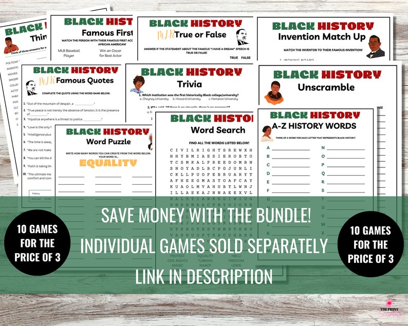 Invention Match up Black History Game, Black History Month Printable ...