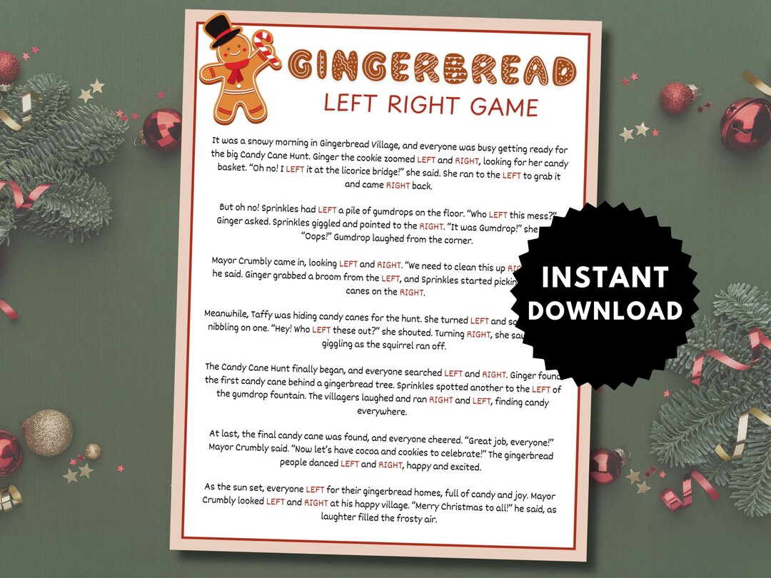 Gingerbread Left Right Game, Gingerbread Party Games, Gingerbread Games ...
