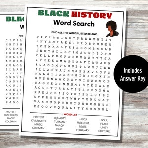 Black History Word Search, Black History Activity, Black History Month ...