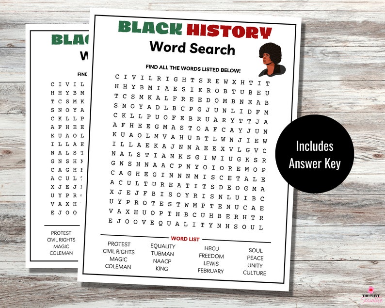 Black History Word Search, Black History Activity, Black History Month ...