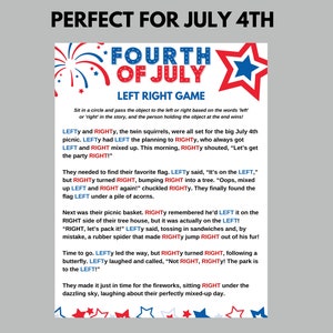 July 4th Left Right Game, July 4th Party Game, 4th of July Activities ...