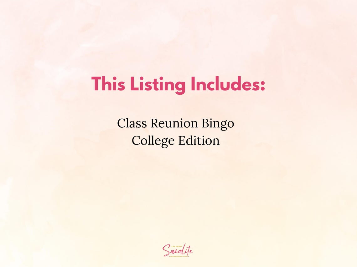Class Reunion Bingo, Class Reunion Games, Class Reunion Icebreaker ...
