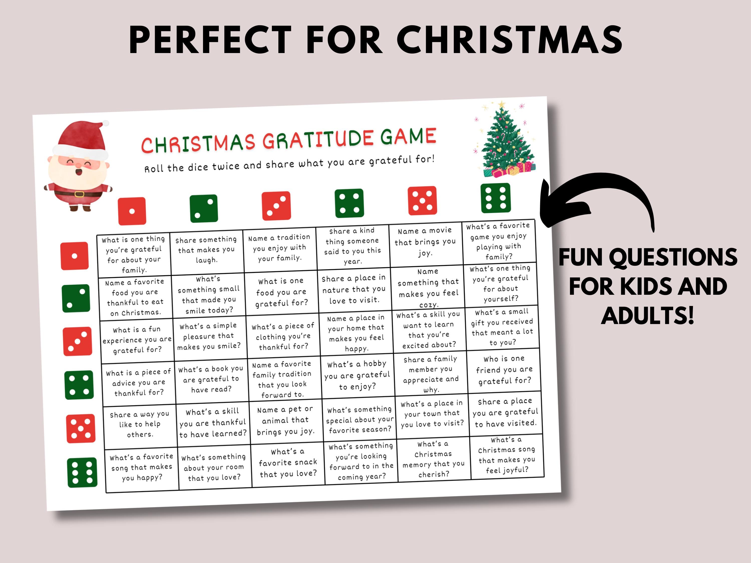 Christmas Gratitude Dice Game, Christmas Gratitude Game, Christmas ...