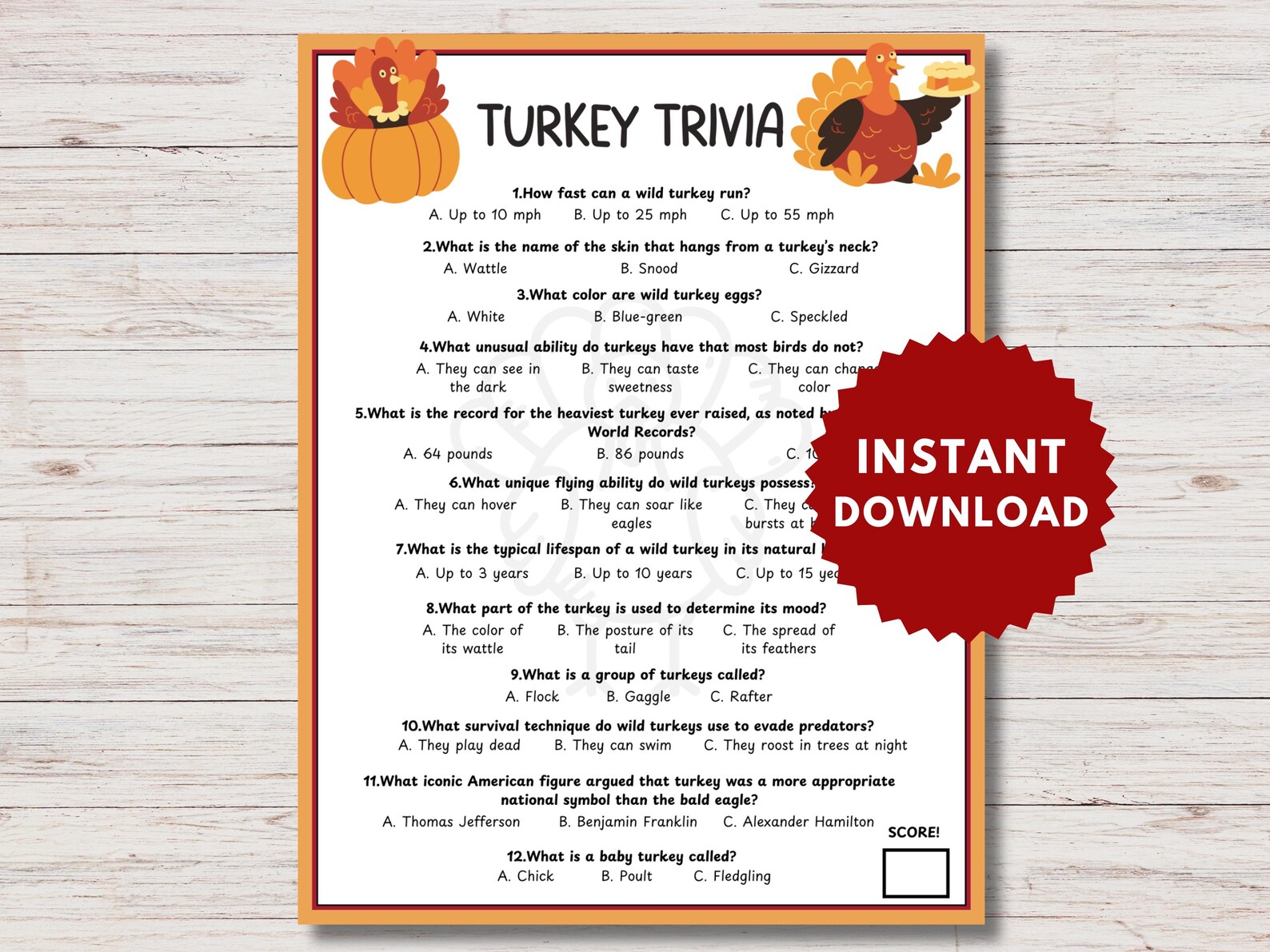 Turkey Trivia Game, Thanksgiving Trivia, Thanksgiving Classroom Game ...