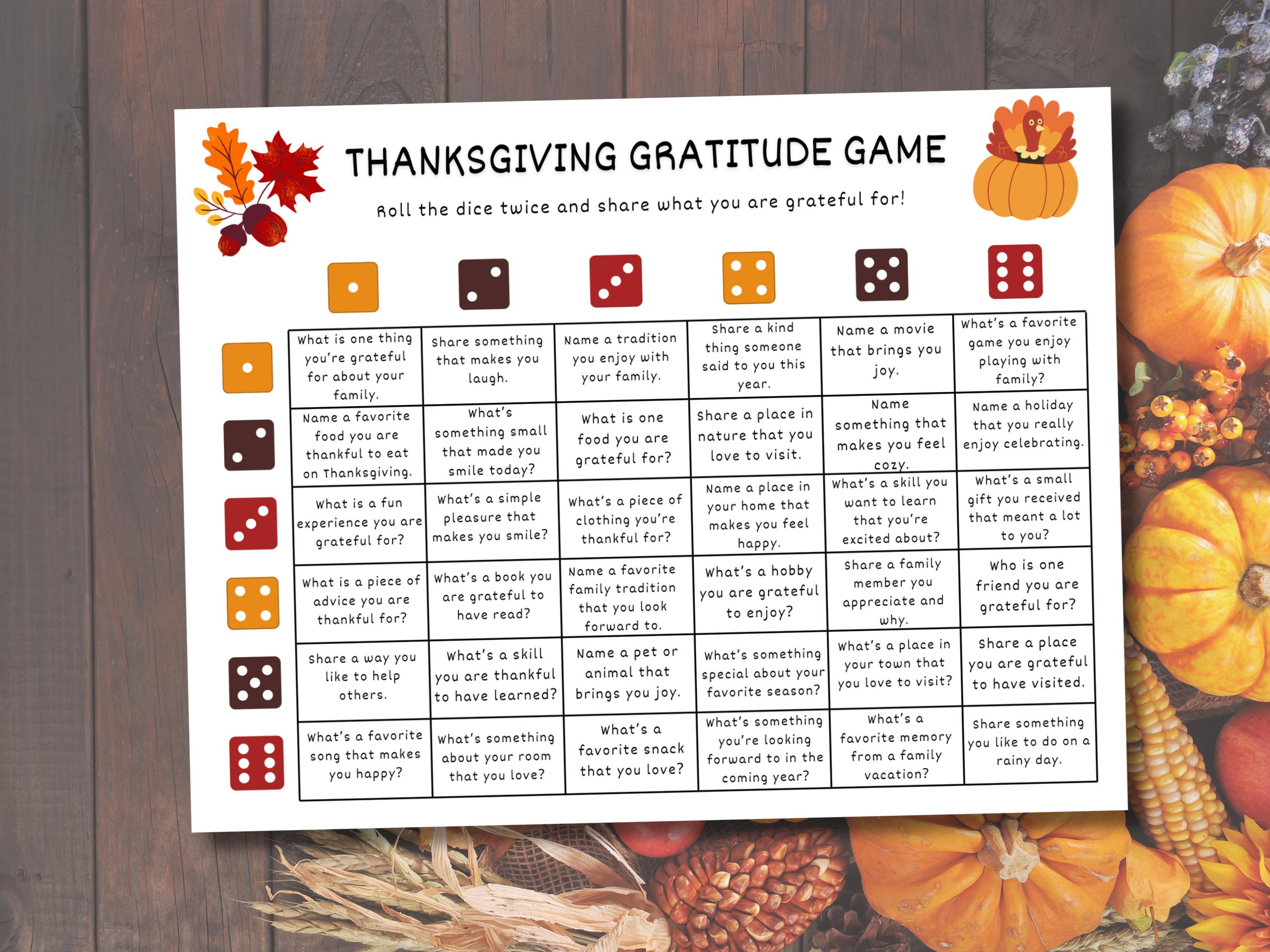 Thanksgiving Gratitude Dice Game, Thanksgiving Gratitude Game ...