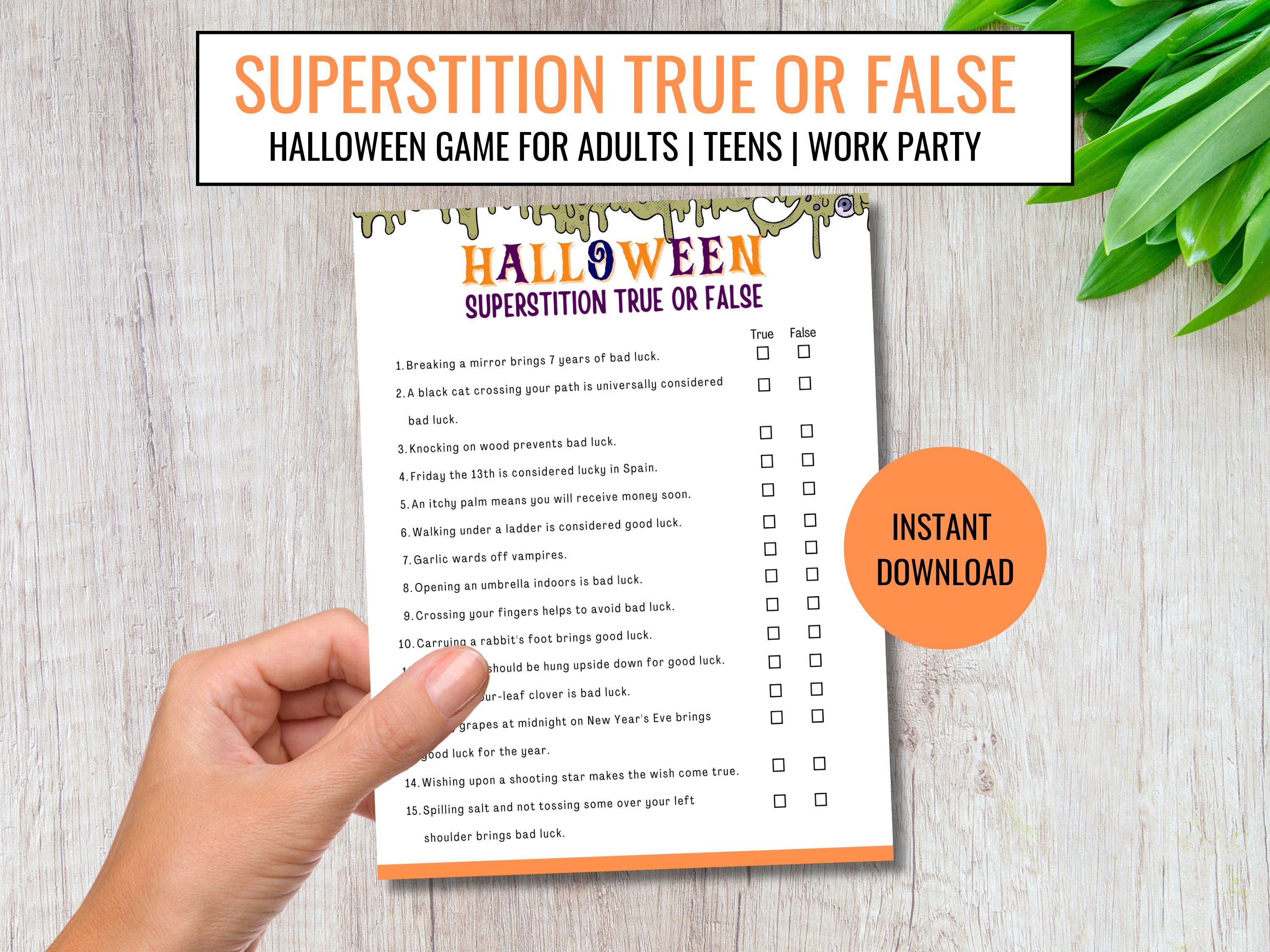 Superstition Trivia Game Printable, Halloween Office Games, Halloween ...