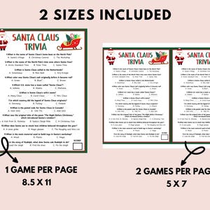 Printable Santa Claus Trivia, Christmas Trivia, Santa Game, Santa ...