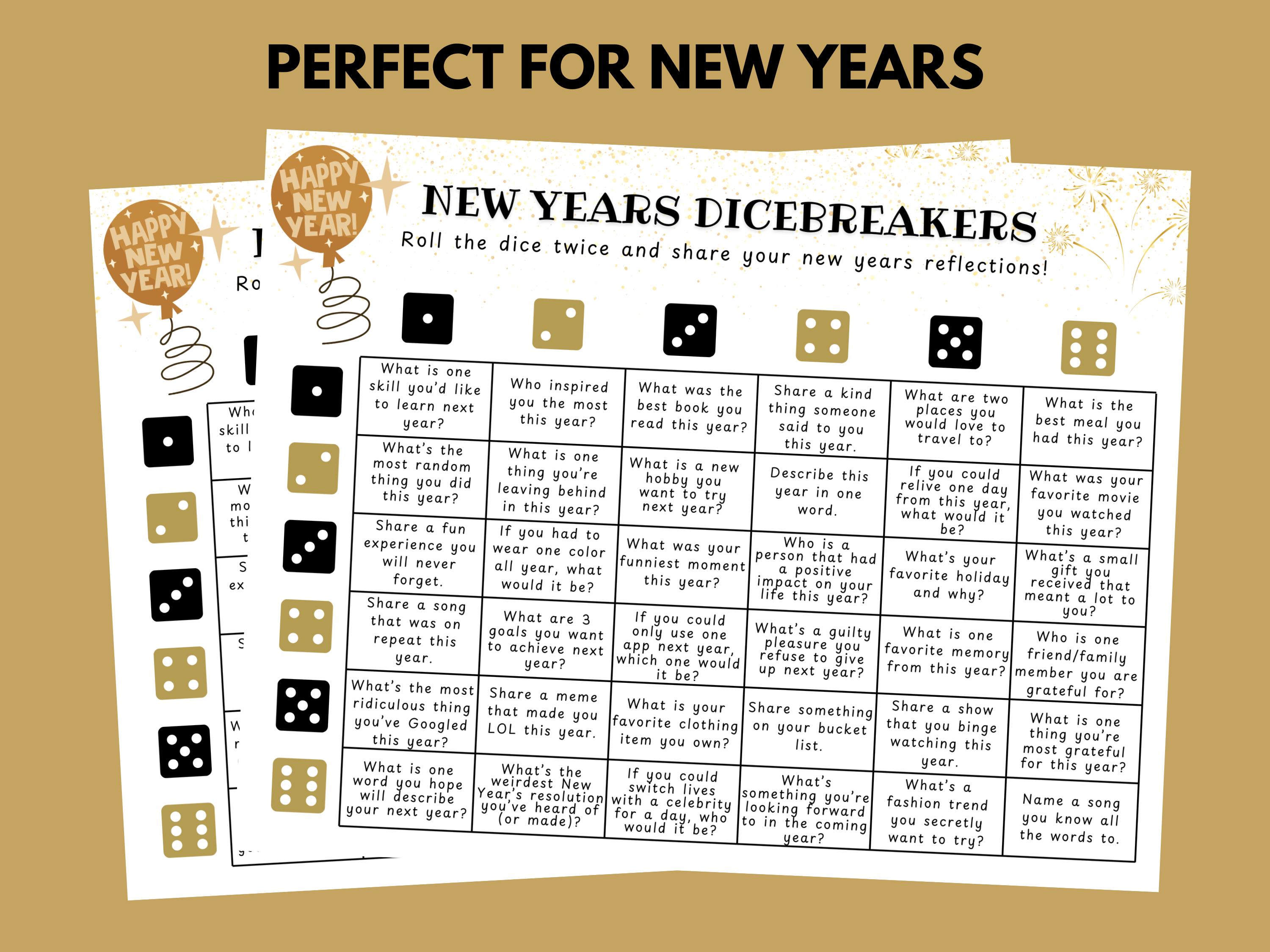 New Years Eve Icebreaker, New Years Eve Dice Game, New Years Eve Party ...