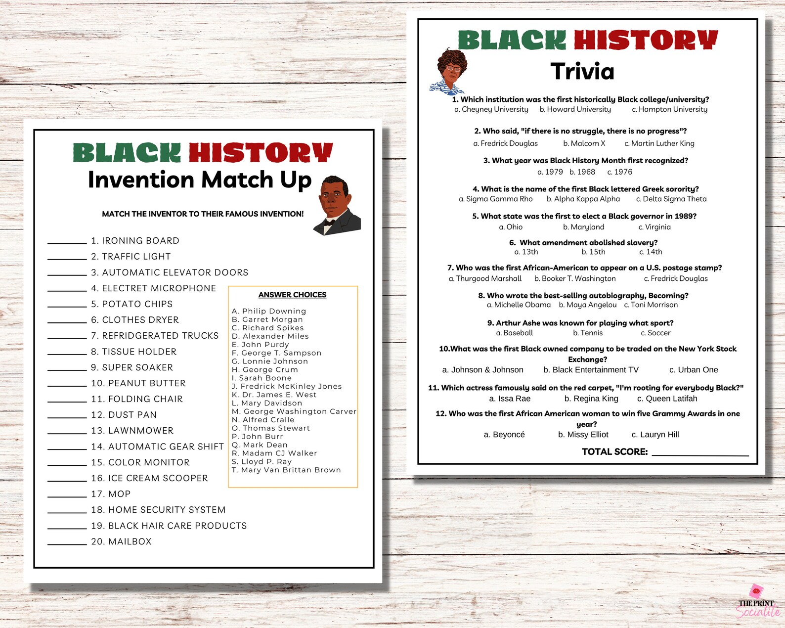 Black History Game Bundle, Black History Month Printable, African ...