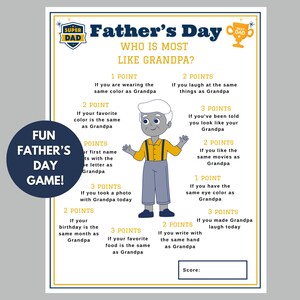 Who is Most Like Grandpa Game, Father's Day Activity for Kids, Family ...