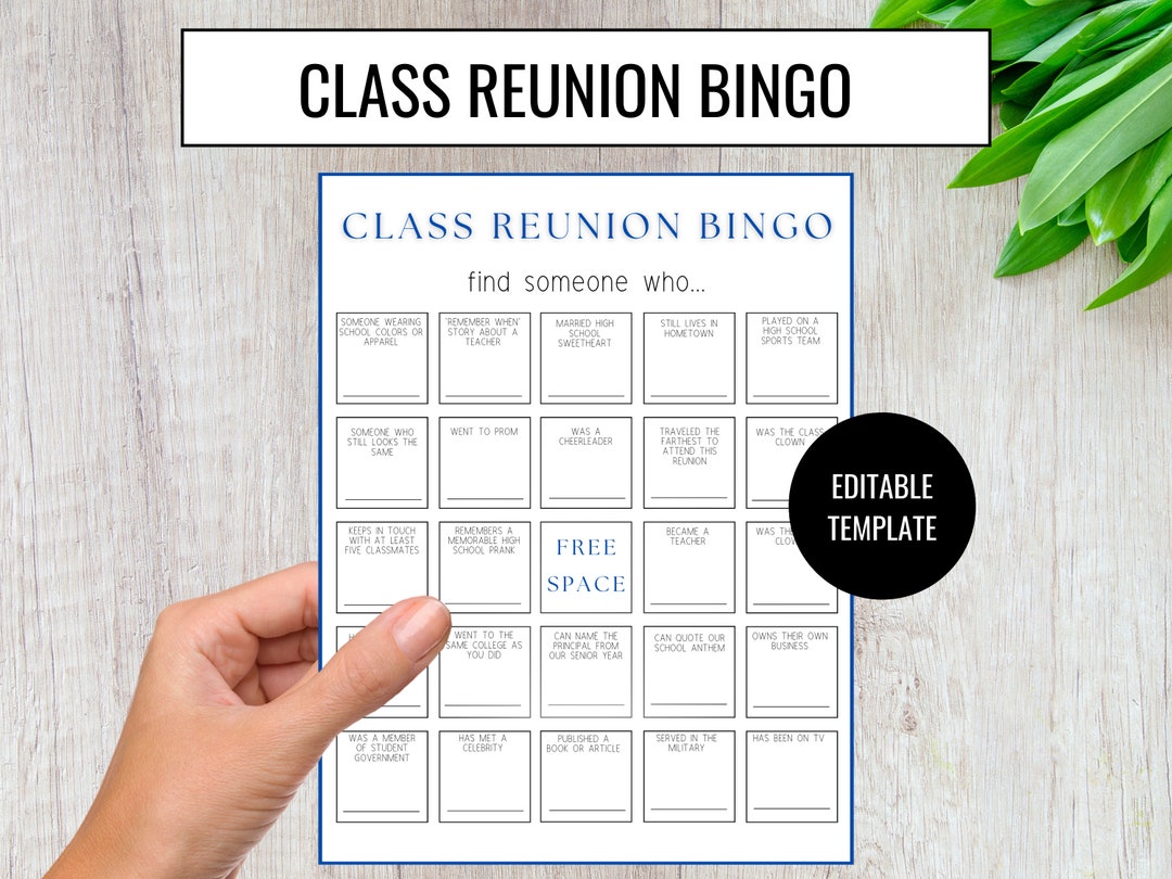Bingo Class Reunion, Class Reunion Icebreaker, Icebreaker Bingo ...