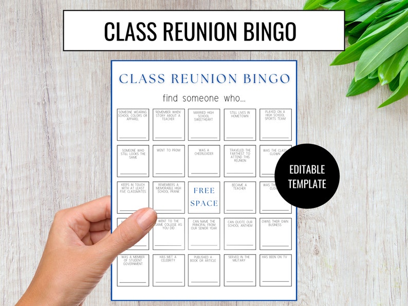 Bingo Class Reunion, Class Reunion Icebreaker, Icebreaker Bingo ...