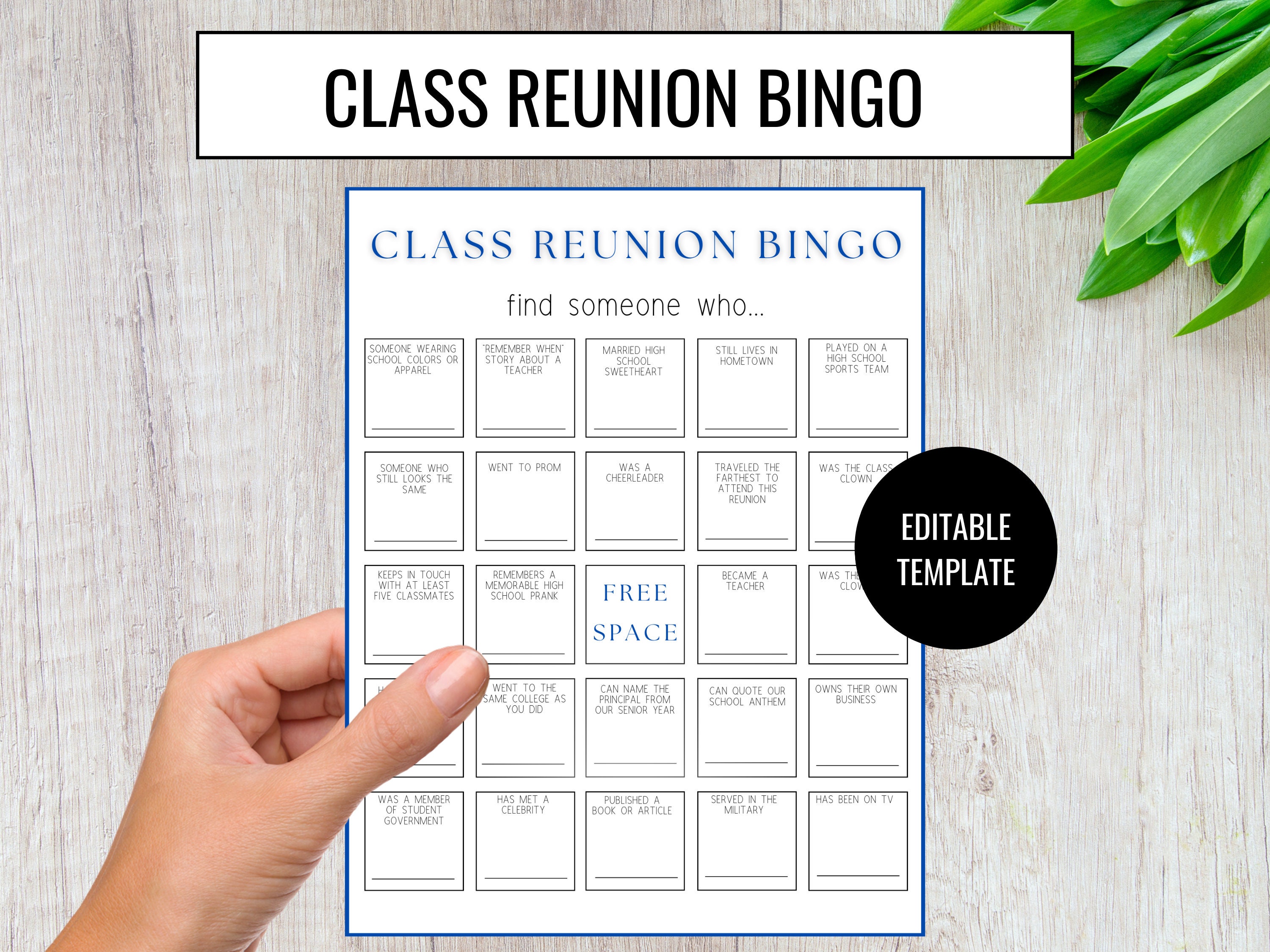 Bingo Class Reunion, Class Reunion Icebreaker, Icebreaker Bingo ...