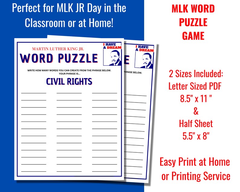 MLK Activities, MLK Day, Black History Month Games,, Mlk Printable ...