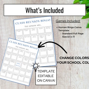 Bingo Class Reunion, Class Reunion Icebreaker, Icebreaker Bingo ...