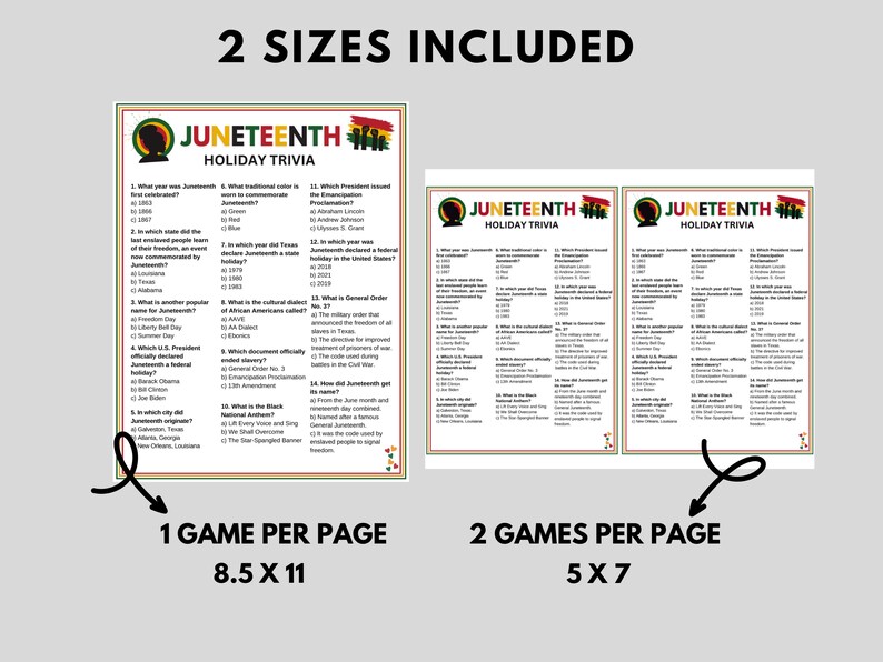 Juneteenth Party Games, Printable Juneteenth Game Bundle, Juneteenth ...